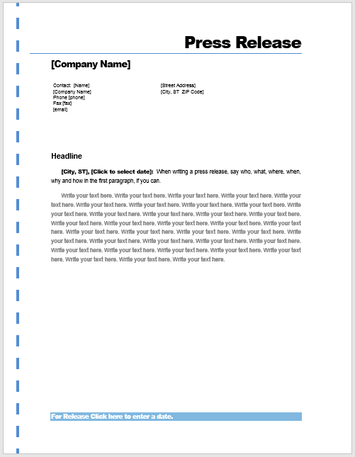Press Release Templates & Samples - Word Templates for Free Download