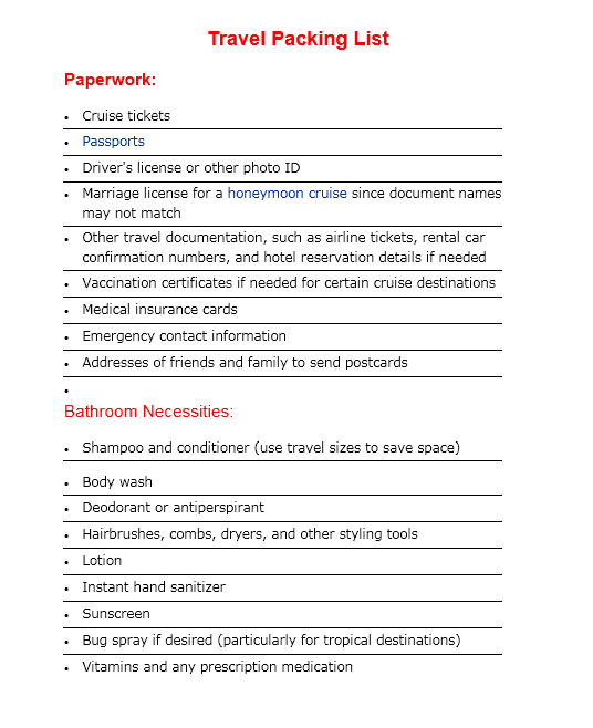 Packing List Template - 6 Free Templates - Word Templates for Free Download