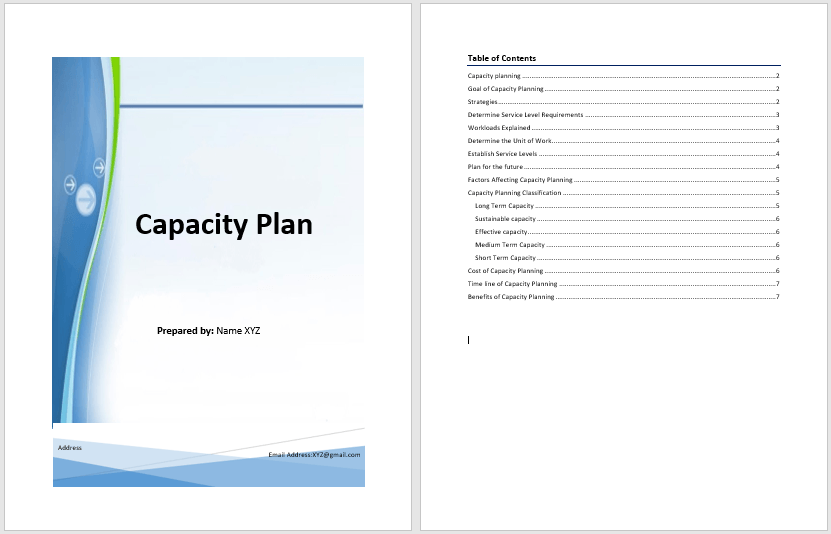 Capacity Plan Template - Word Templates for Free Download