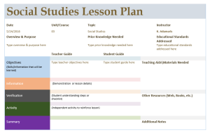 Social Studies Lesson Plan Template - Word Templates for Free Download