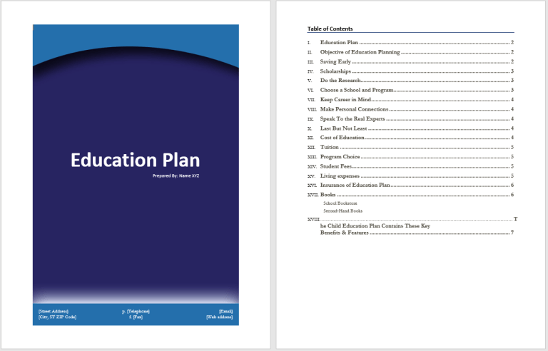 Education Plan Template | Word Templates for Free Download