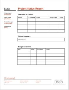 Free Project Status Report Templates – Word Templates for Free Download