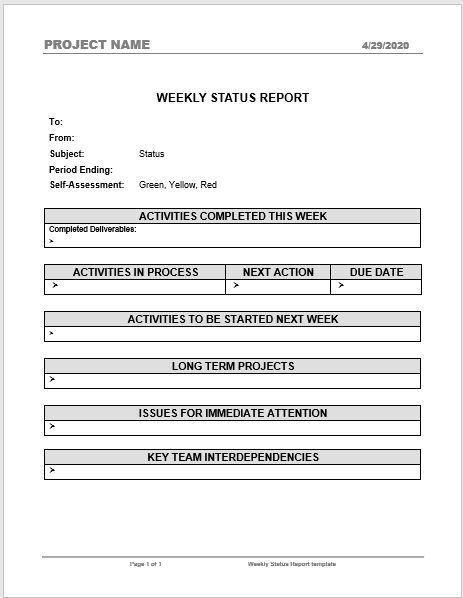 Free Project Status Report Templates - Word Templates for Free Download