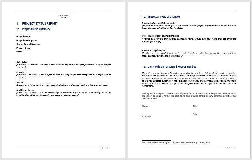 Free Project Status Report Templates – Word Templates for Free Download