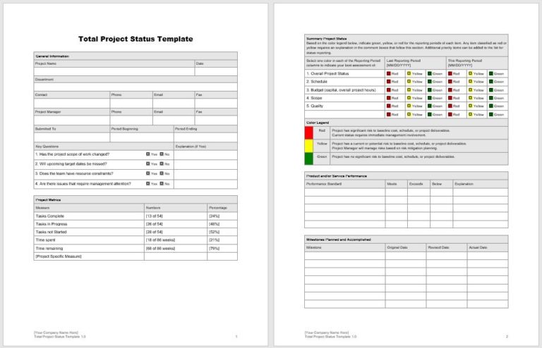 Free Project Status Report Templates – Word Templates for Free Download