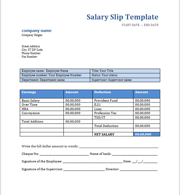 How To Salary Slip Format Jescancer