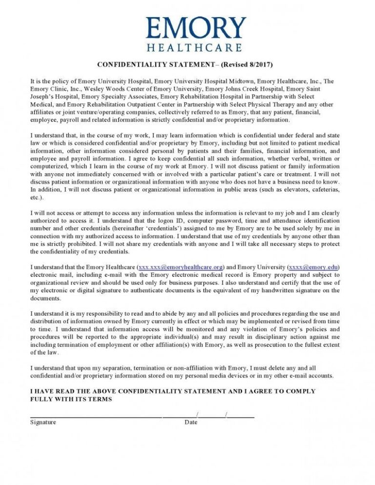 21 Free Confidentiality Statement Templates - Word Templates for Free ...