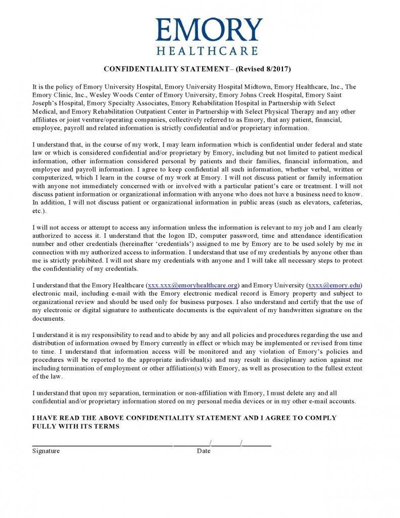 21 Free Confidentiality Statement Templates - Word Templates for Free ...