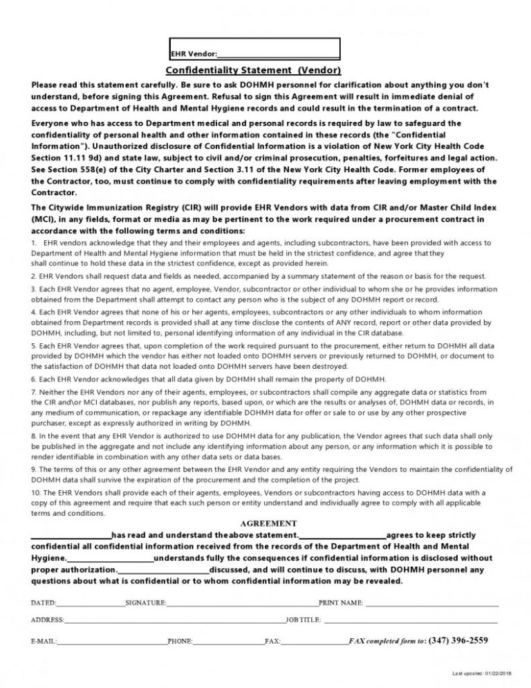 21 Free Confidentiality Statement Templates - Word Templates for Free ...