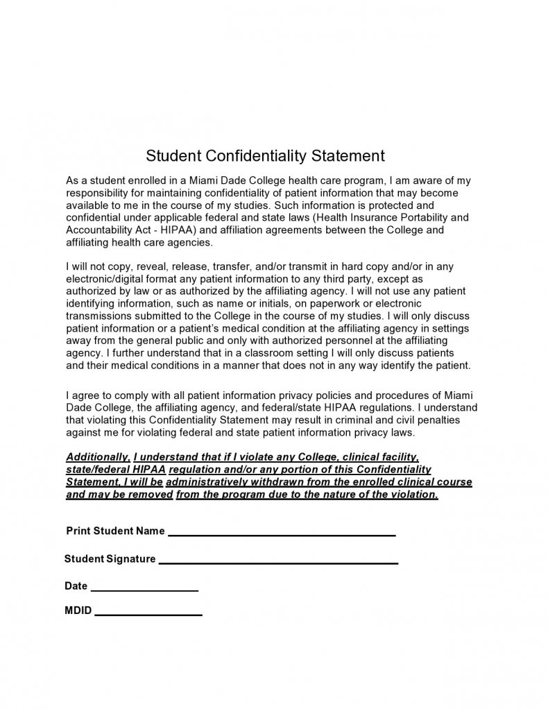 21 Free Confidentiality Statement Templates - Word Templates for Free ...