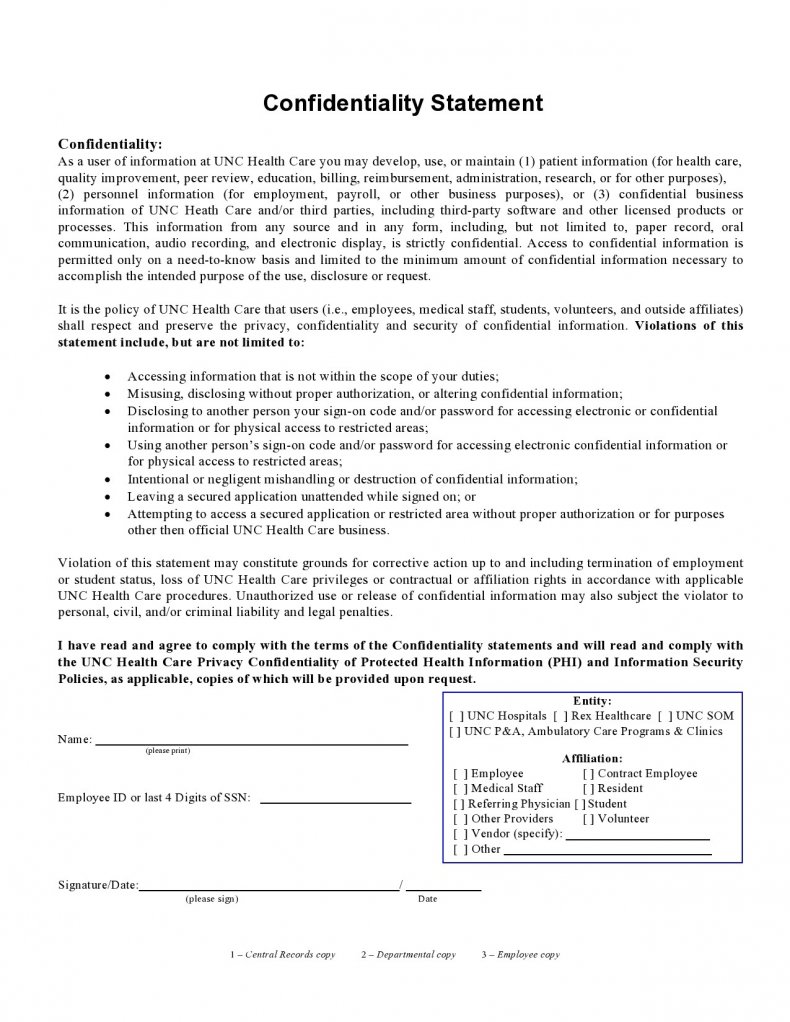 Confidentiality Statement Templates - Word Templates for Free Download