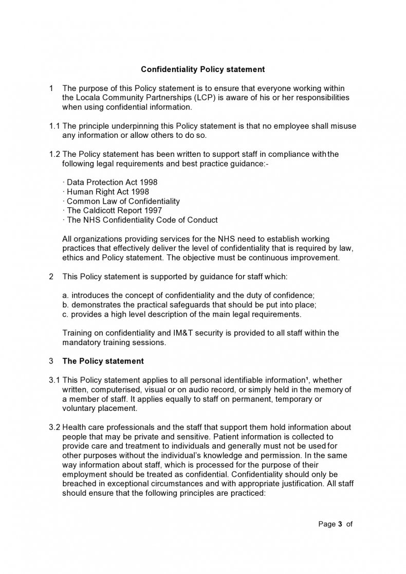 21 Free Confidentiality Statement Templates - Word Templates for Free ...