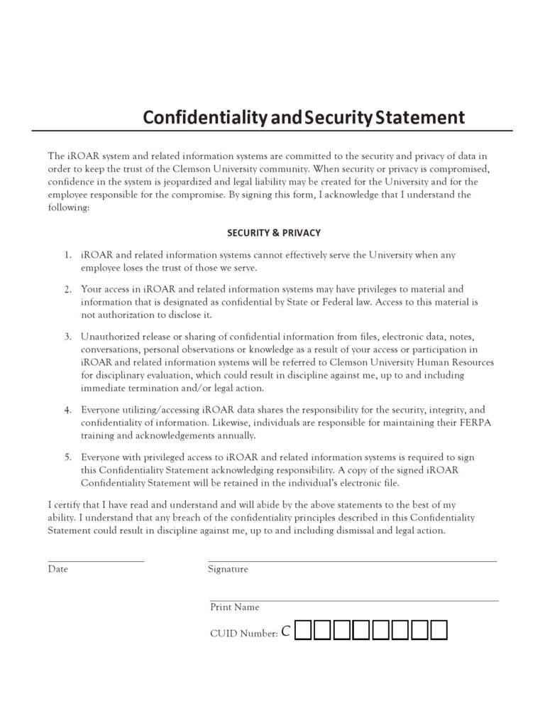 Confidentiality Statement Templates | Word Templates for Free Download