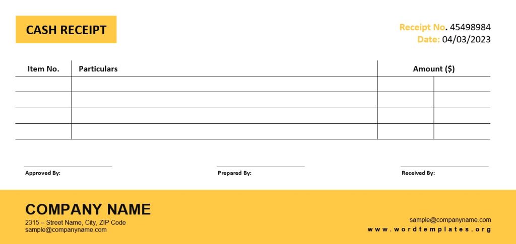 Free Editable Cash Receipt Templates | Word Templates for Free Download