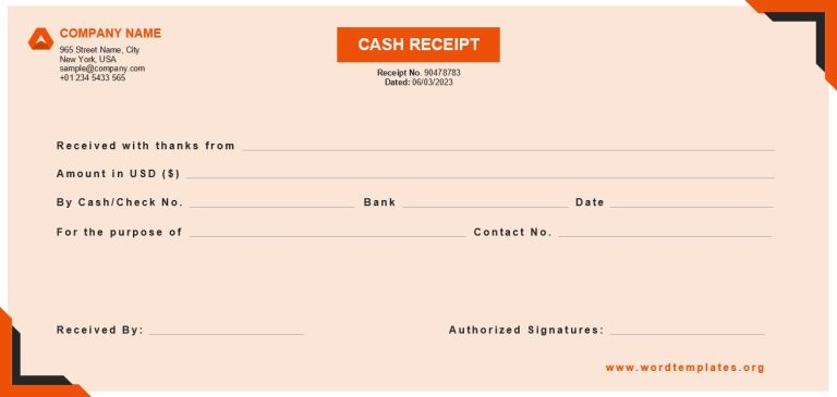 Free Editable Cash Receipt Templates | Word Templates for Free Download