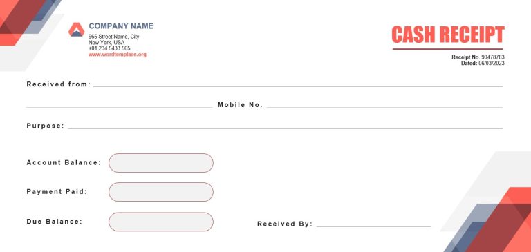 Free Editable Cash Receipt Templates | Word Templates for Free Download