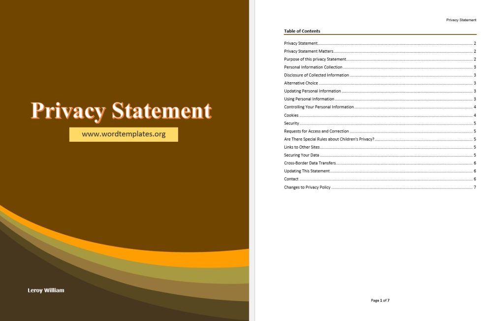 Privacy Statement Template | Word Templates for Free Download
