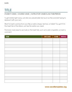 Project Task List Templates - Word Templates for Free Download
